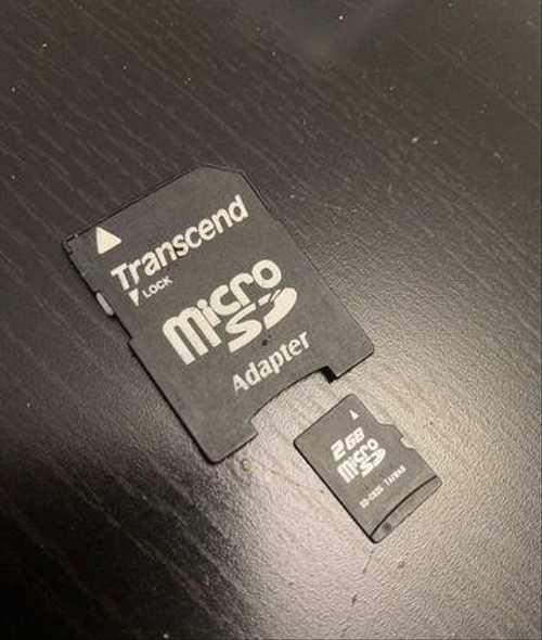 Карта памяти MicroSD 2 gb Transcend