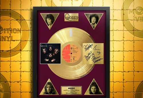 Queen II золотой винил в рамке с автографами