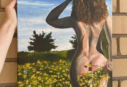 Картина "девушка с цветами"