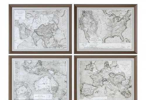 Картины карты мира в бронзовой рамке S/4 Uttermost