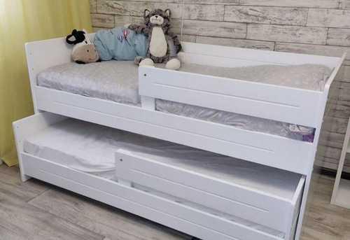 Детская выдвижная, двухъярусная кровать