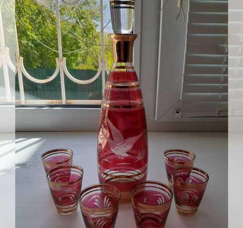 Коньячный набор. Чешский хрусталь времен СССР