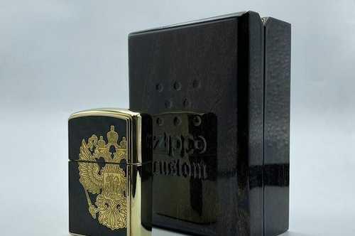 Zippo Armor с гербом России в деревянной шкатулке