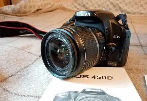 Зеркальный фотоаппарат canon 450d+18-55