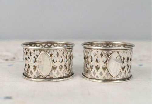 Серебро кольца для салфеток с ромбами