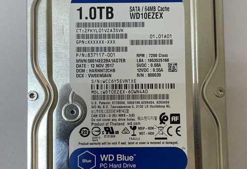 Диск HDD WD Blue SATA III 3.5 1TB, WD10ezex