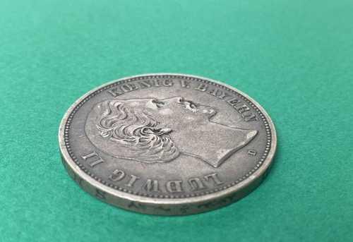 Серебряная монета "Пять марок 1876" Бавария