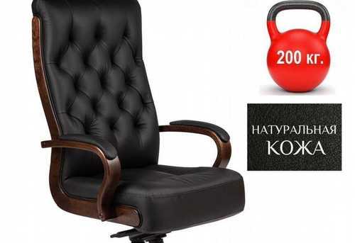 Кресло руководителя Лорд до 200 кг кожа черная