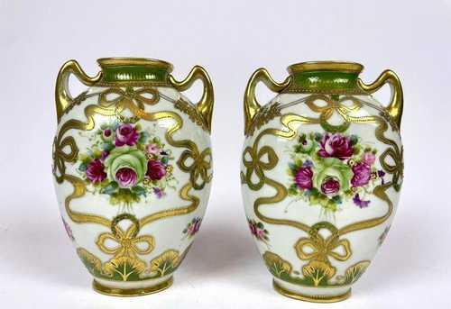 Антикварные вазы Noritake, ручная роспись, клеймо