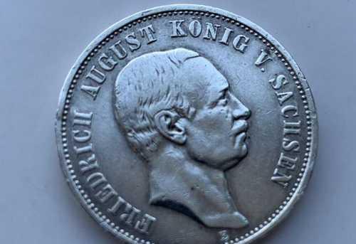 Серебро 3 марки 1909 год Саксония