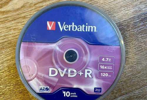 Диск DVD+R 4.7GB verbatim 16X туба 10 шт