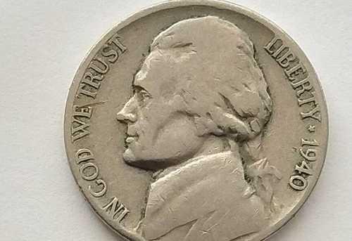5 Центов 1940 монета для коллекции