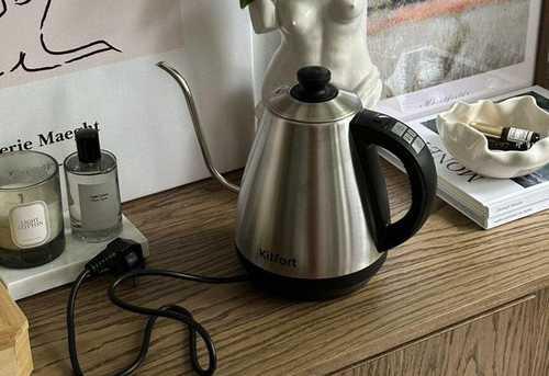 Чайник для кофе Kitfort KT-689, серебристый