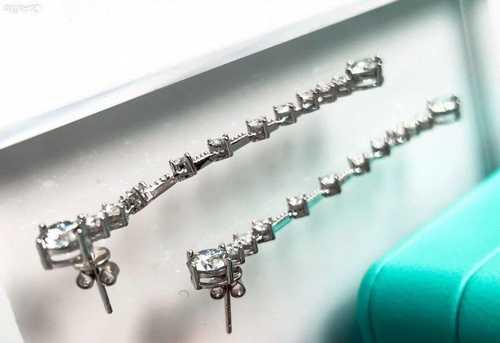Серьги с бриллиантами муассанитами длинные 7 см