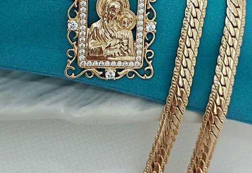 Икона казанской божьей матери с цеп покр золото