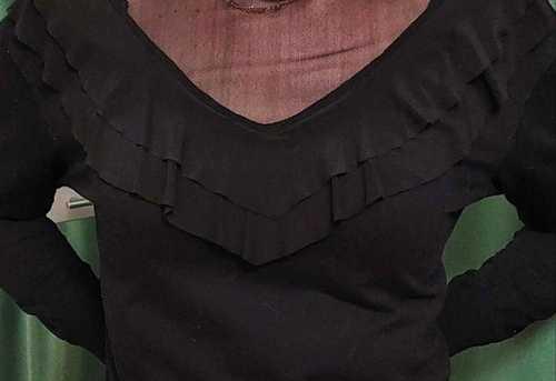 Джемпер кофта женская Reserved черная с оборкой бу