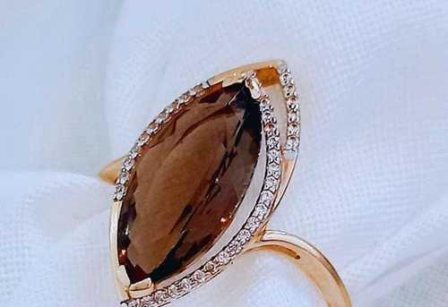 Золотое кольцо с Раухтопазом (м)