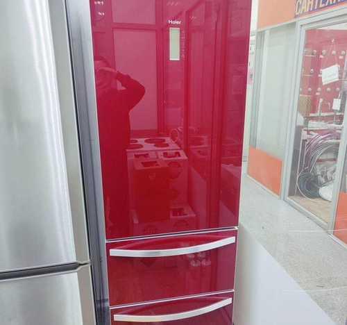 Haier No Frost Холодильник красное стекло