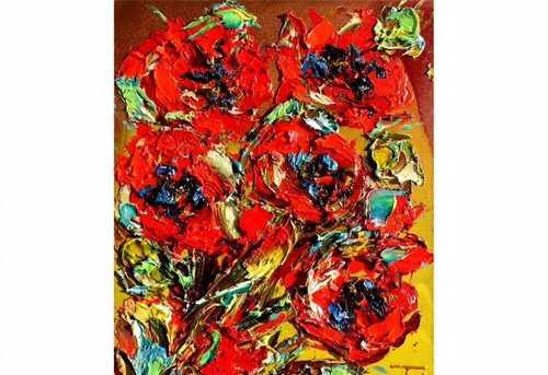 Картина«Танец цветов»,оргалит,масло,30.5х22.5