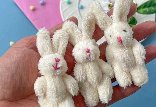 Игрушки для кукол, миниатюра - Заяц мягкий белый