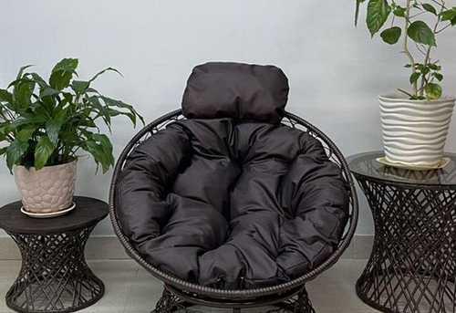 Кресло папасан мини с ротангом (коричневое)