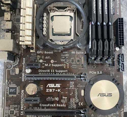 Мат.плата asus z97 + i5 4690 + hyperx fury 16gb