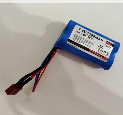 Аккумулятор 7.4V 1300mAh Li-Ion 18650, разъем T-Pl