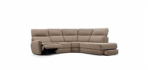 Угловой диван Bellevue с реклайнером коричневого ц