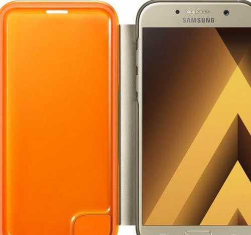 Оригинал Чехол Neon Flip на Samsung A7 (2017) Gold