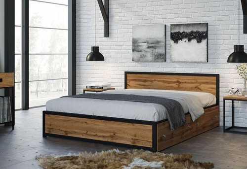 Кровать двуспальная Титан Лофт 160 с ящиками