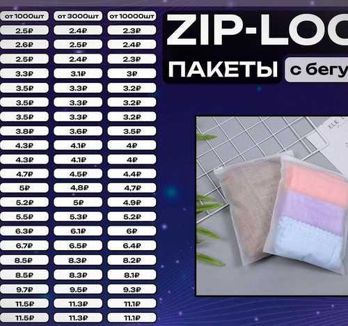 Пакеты zip lock с бегунком 140 мкм с нанесением лого 20х30