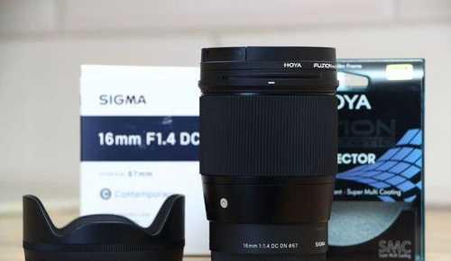 Sigma 16mm f/1.4 DC DN Sony E + фильтр