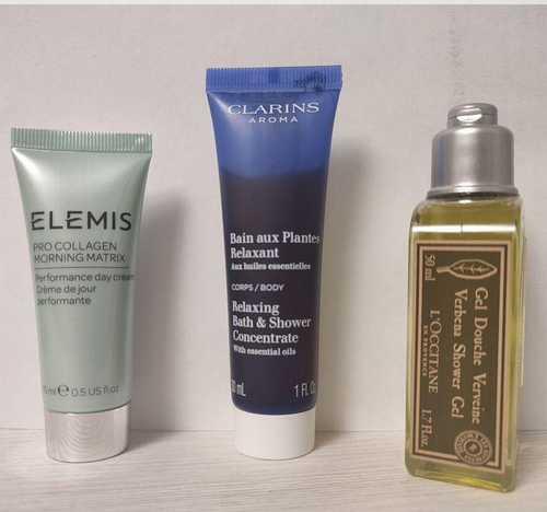 Набор уходовой косметики Elemis, Clarins, LOccitan