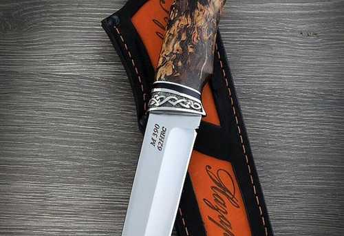 Нож M390 Вепрь карельская береза коричневая