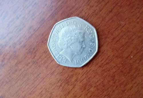 Монета 2001 года, 50 пенсов, Великобритания
