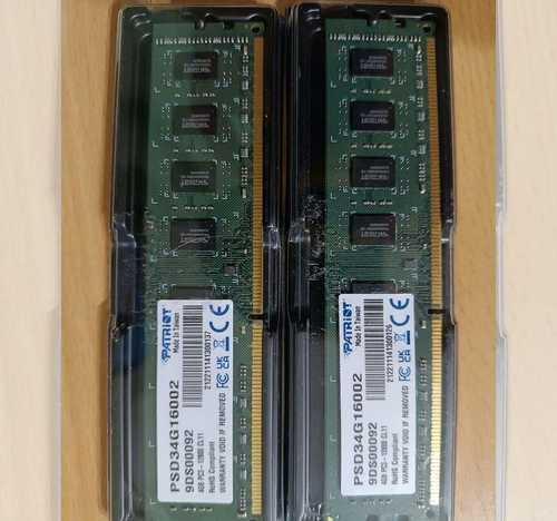 Оперативная память DDR 8Gb (4x2) Patriot 1600 MHz