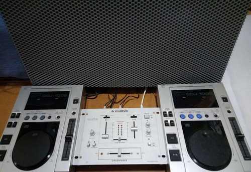 Pioneer cdj 100s пара + микшер Phonic MX202