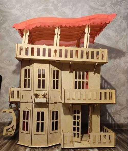 Кукольный домик для барби с мебелью и лифтом