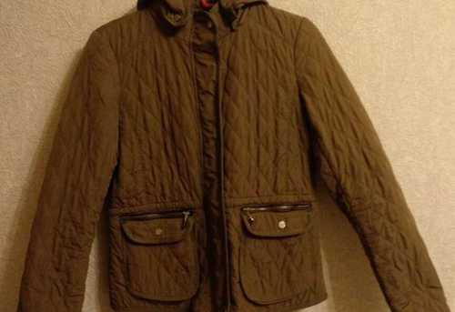Женская ветровка куртка Zara коричневая стёганая S