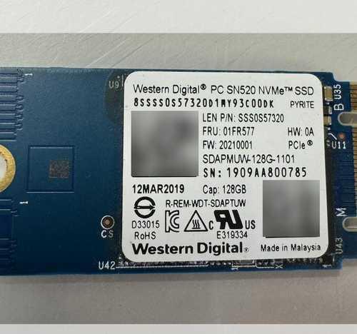 SSD m2 NVMe 128gb Western Digital