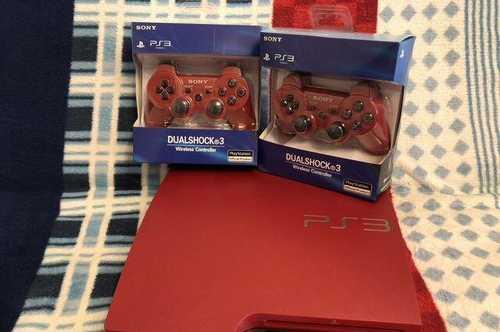 Sony PS3 Scarlet Red 500Gb + 111 игр и 2 джойстика