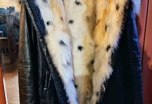 Натуральная кожаная куртка С мехом северной рыси