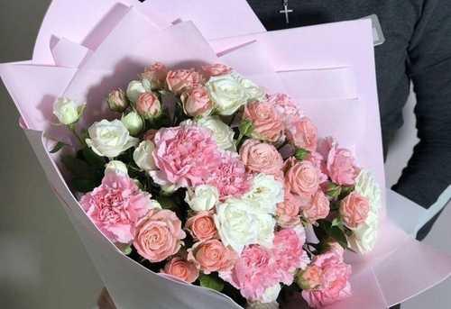 Букет с кустовыми розами. Цветы Самара доставка