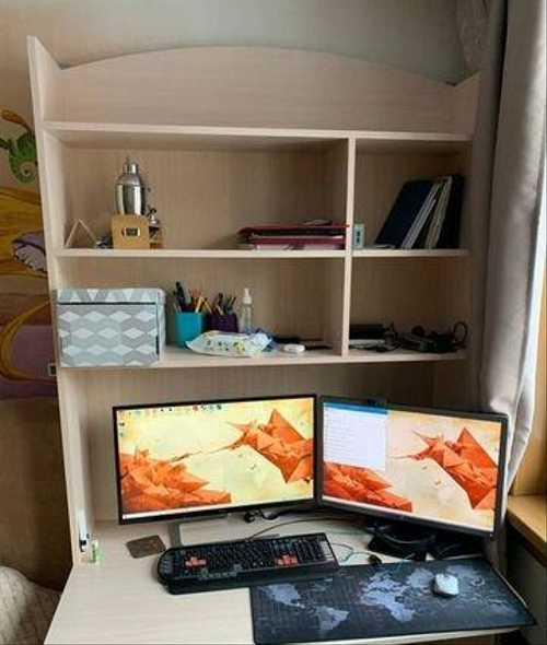Компьютерный стол с шкафом надставкой Лазурит