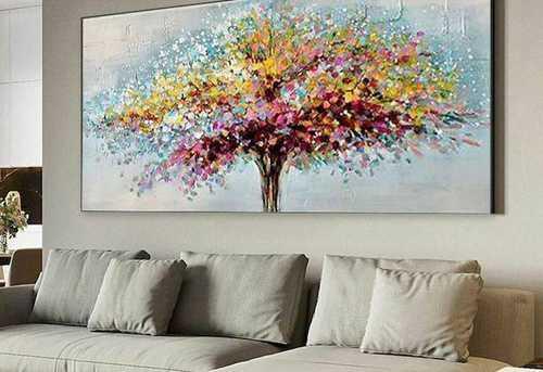 Картина на холсте "Дерево Цветное"