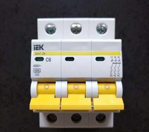 Автоматический выключатель 6А (С) 3п 4.5кА IEK