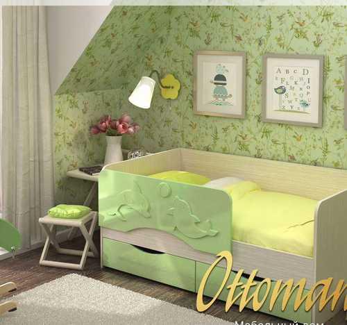 Детская кровать Алиса 1,6х0,8 м Зеленая