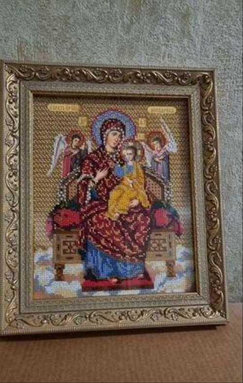 Икона из чешского бисера "Богородица Всецарица"