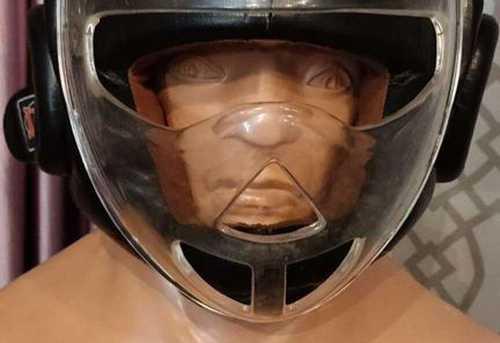 Шлем с защитной маской Jabb чёрный из нат. кожи