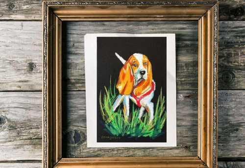 Картина масло холст охотничья собака